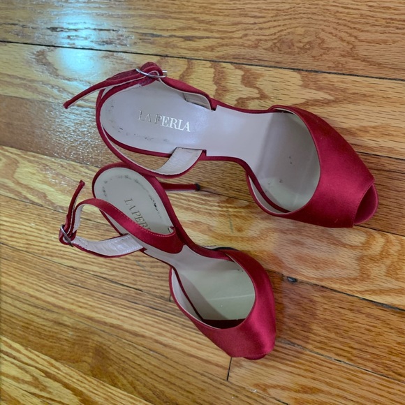 La Perla | Shoes | Red Satin La Perla Peep Toe Heels | Poshmark
